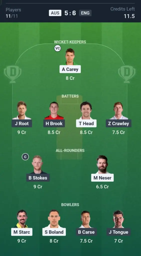AUS vs ENG Dream11 Prediction Today – 5th Test Ashes 2025 | Fantasy ...